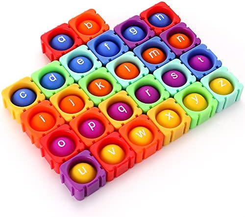 Lowercase NowFuture Alphabet Pop its Fidget Blocks,Rainbow Seven Color ...