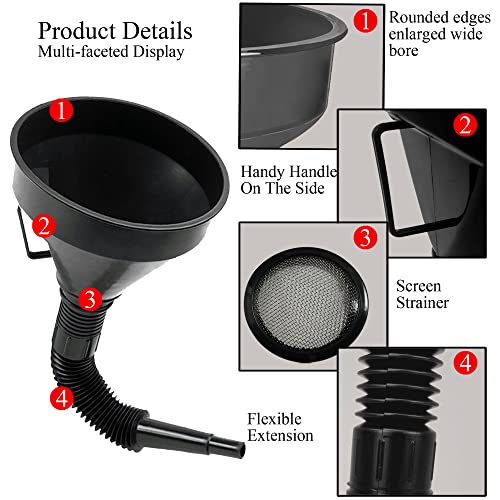 Flex Funnel - Wide Mouth Flexible Funnel with Handle, Multi-Functional ...