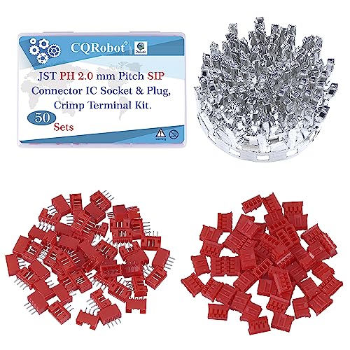 CQRobot 50 Sets/300 Pieces JST PH 2.0 mm Pitch 4-Pin Industrial Integrated Circuit Red IC Socket ...