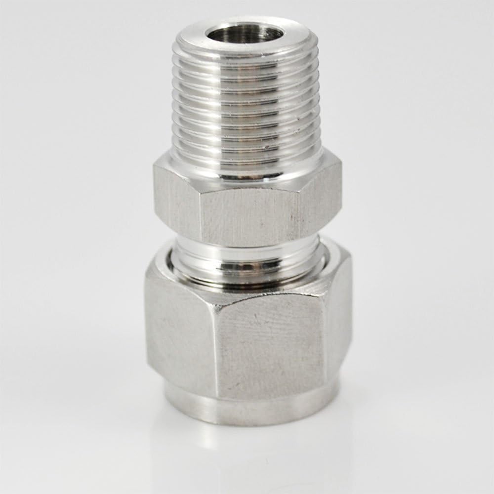 DN10 3/8" NPT x 12MM Raccord de tuyau de ferrure double, adaptateur droit, NPT Connecteur mâle ...
