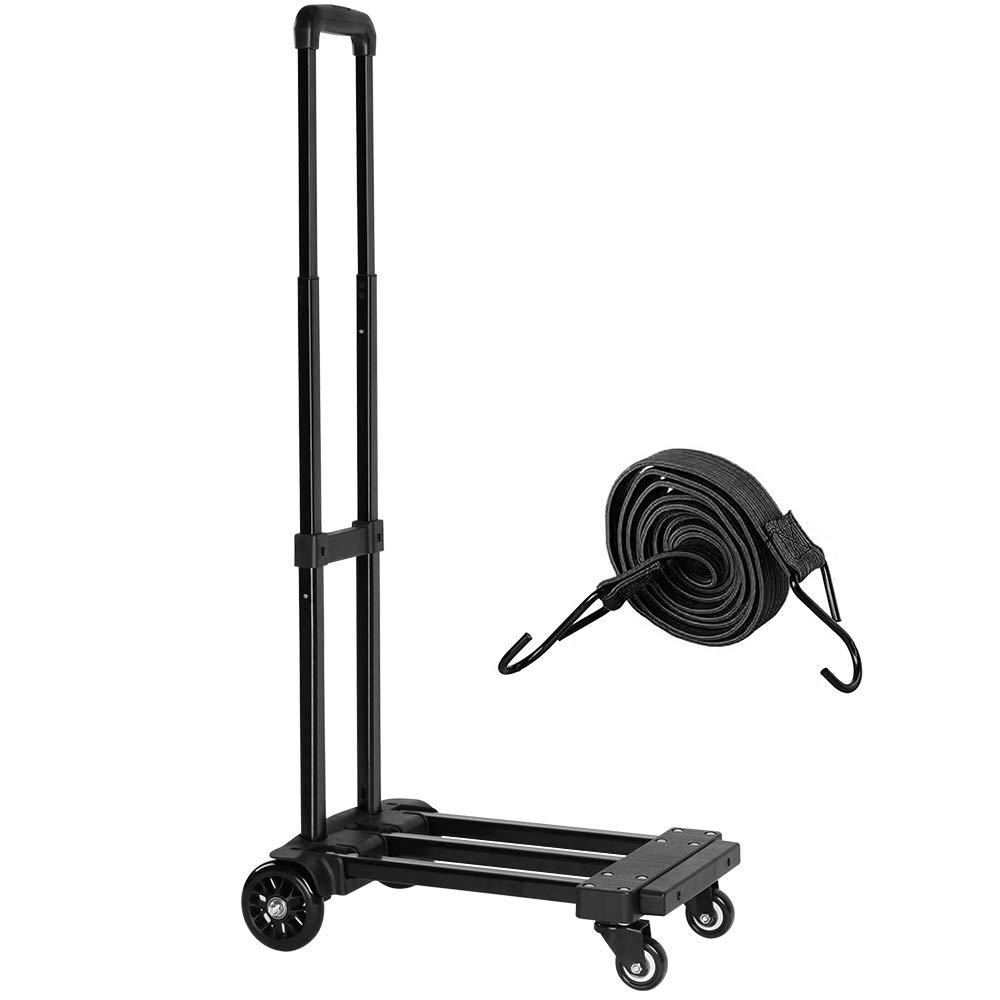 KEDSUM Folding Hand Truck, 155 lbs Heavy Duty Luggage Cart, 4 Wheels ...
