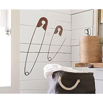 Amazon.com: Set of 2 Large Hanging Safety Pins Rustic Color Laundry ...
