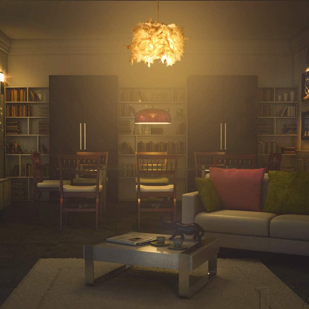 Fuoliystep Feather Ceiling Light Feather Round Ceiling Light Shade ...