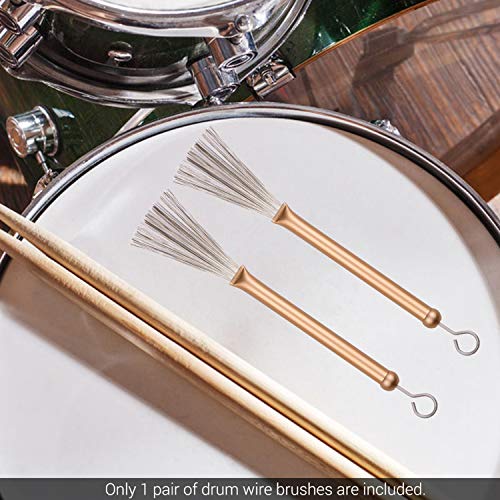 Eriding 1 Pair Drum Brushes Retractable Drum Wire Brushes Drum Sticks ...