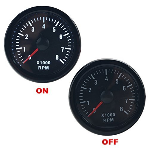 Dewhel 52mm Vision Tachos Black Universal 8k 8000 RPM Tachometer Rev ...