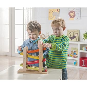 EverEarth Jr. Ramp Racer. Race Track for Toddlers and 4 Wood Cars, Race ...