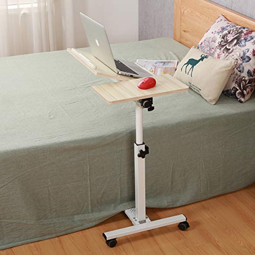 Tilting Overbed Table With Wheels - Rolling Laptop Stand Over Bed Desk ...