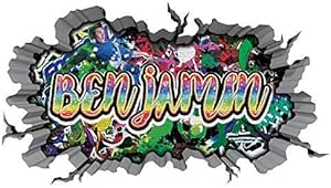 3D Pegatina Pared Graffiti Nombre Benjamin Pared Adhesivo Brecha en la ...