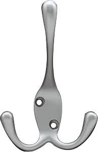 Amazon.com: Hook with Three Prongs, Satin Nickel, Single, Packaging May ...