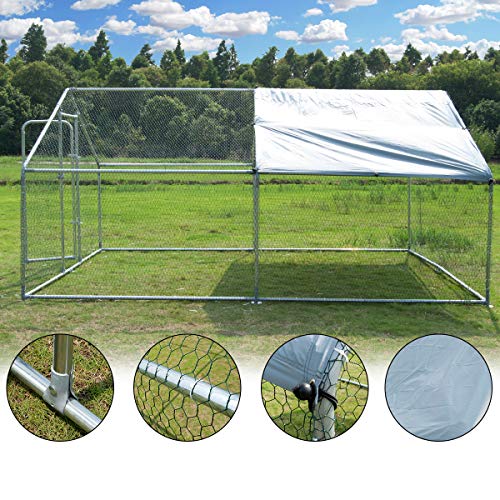 Large Metal Chicken Coop Walk-in Poultry Cage Hen Run House Habitat ...