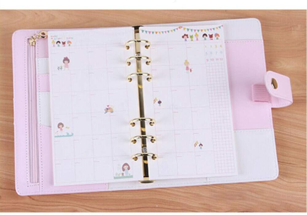 A5 Refillable Pages, SENRISE 6 Holes Colored Refill Notebook Executive ...