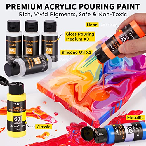 Acrylic Pouring Paint Set, 48 Colors (2 oz/Bottle) with Silicone Oil ...