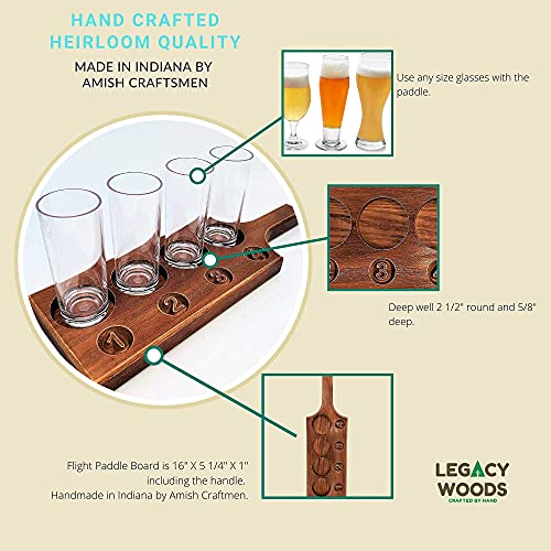 Beer Flights Set – Amish Made Solid Oak Beer Flight – Set of Two - Hand ...