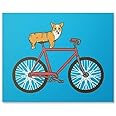 Amazon.com: Cute Corgi Bike Art Print Funny Dog Lover Bicycle Wall ...