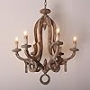 Lovedima Rustic Cottage Chic Sculpted Wooden Chandelier, 6-Light ...