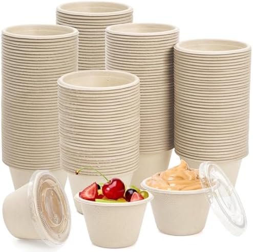 Tebery 200 Pack 4 Oz Disposable Condiment Portion Cups, Small Sauce Dipping Container with Clear ...