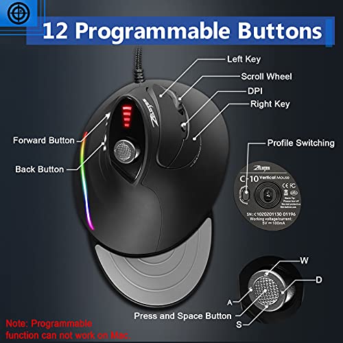 Gaming Mouse with 5 D Rocker, TRELC Ergonomic Mouse with 10000 DPI/12 ...