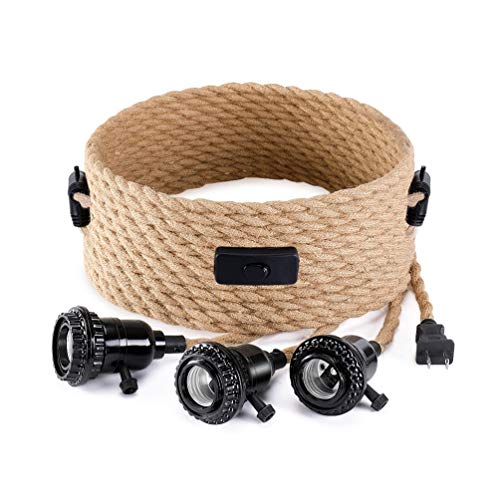 Adcssynd E26 Triple Light Sockets Pendant Light Cord with Independent ...