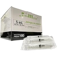 Sensimedical Jeringa 5ml C/aguja 22gx32mm Negro Caja C/100pz : Amazon.com.mx: Industria ...