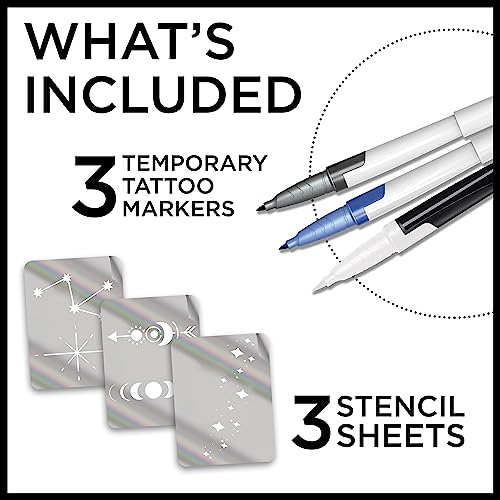 BodyMark Celestial Set Temporary Tattoo Markers For Skin, Premium Brush Tip, 3 Count Pack Of ...
