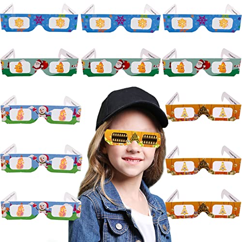 YB-OSANA 12 Pairs Christmas Specs 3D Glasses-Christmas 3D Diffraction ...