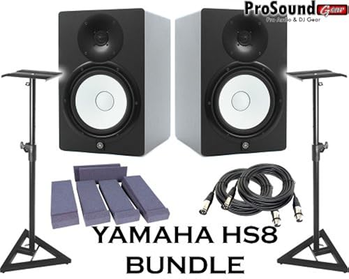 Yamaha HS8 Powered Studio Monitor Pair with XLR-Cables Insolation ...