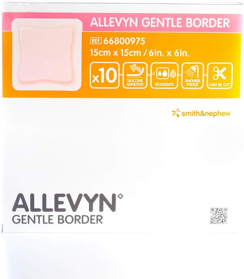 Allevyn Gentle Border 15cm x 15cm (10s) Extra Large Wound Foam Dressing, Pressure ulcers, Ulcer ...