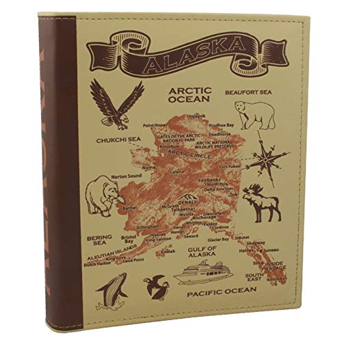 Amazon.com: Embossed Vintage Map Alaska Photo Album Holds 96 4x6 Photo ...
