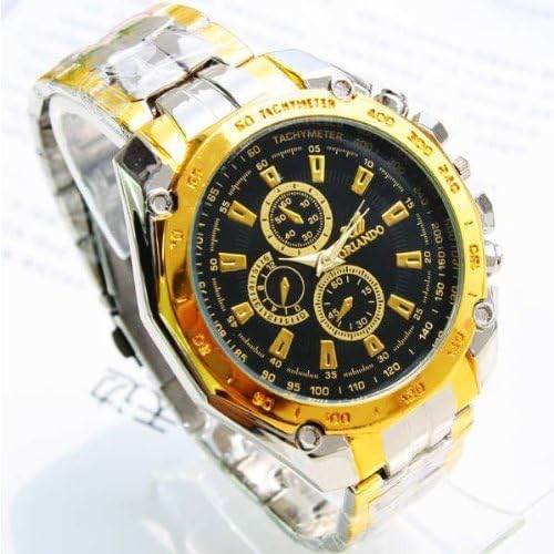 Black Fashion Gold Quartz Watch Men Orlando Watches : Amazon.co.uk: Watches