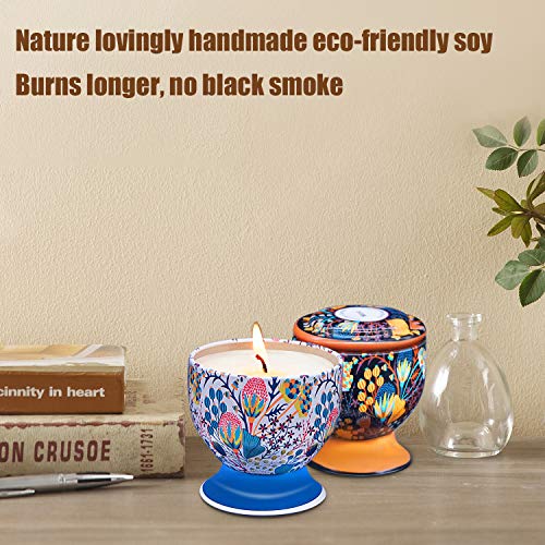 Scented Candles Set Natural Soy Wax Travel Tin Candles 4oz Aromatherapy Candles with Pedestal ...