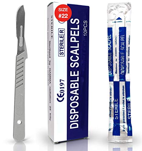 Disposable Scalpel 22, Pack of 10 Disposable Dermaplaning Blades with ...