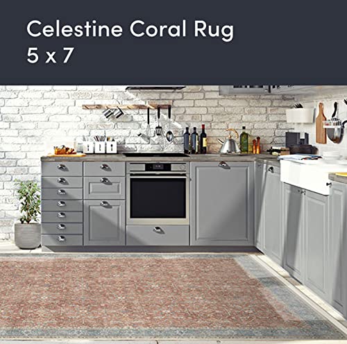 Ruggable - Celestine Coral – Machine Washable Area Rug – Pet & Child ...