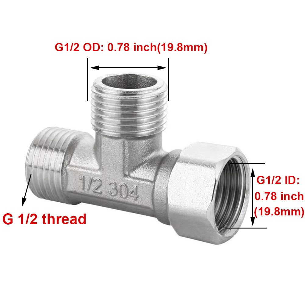 Mua Beduan Stainless Steel 1/2" G 3 Way Diverter, Movable Cap Flexible Tee Connector for Angled ...