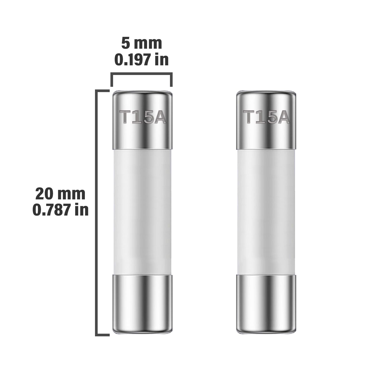 Mua 15A 250V 5x20MM Slow Blow Ceramic Fuses 15 Amp 250 Volt 0.2 x 0.78 Inch Time Delay Tube Fuse ...