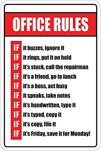 Amazon.com: Cortan360 Office Rules 8" x 5" Funny Novelty Sign NS 4112 ...