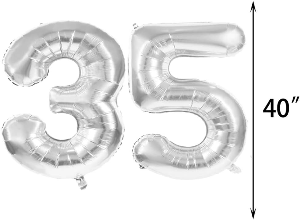 35th Birthday Decorations Party Supplies,35th Birthday Balloons Silver ...