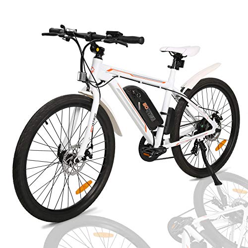 ECOTRIC 26″ Electric City Bicycle White Ebike with 350W Brushless Rear ...