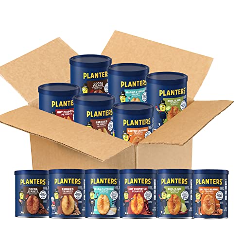 PLANTERS Peanuts Variety Pack, Flavored Nuts, 6 oz Cans (Pack of 6 ...