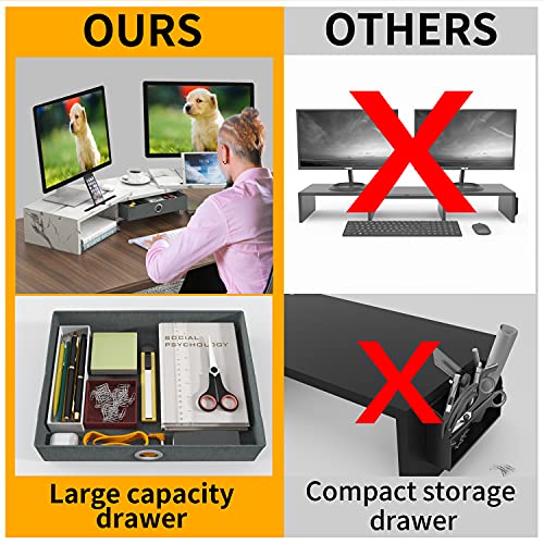 WESTREE Dual Monitor Stand Riser with Drawer-Monitor Stand Riser for 2 ...