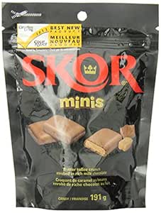 Amazon.com : SKOR Chocolate Candy Bars with Buttered Toffee, Minis, 191 ...