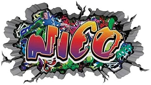 3D Wandtattoo Graffiti Wand Aufkleber Name NICO Wanddurchbruch sticker ...