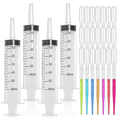 Large Syringe for Lip Gloss, 4-Pack 60ml Syringes and Pipettes for ...