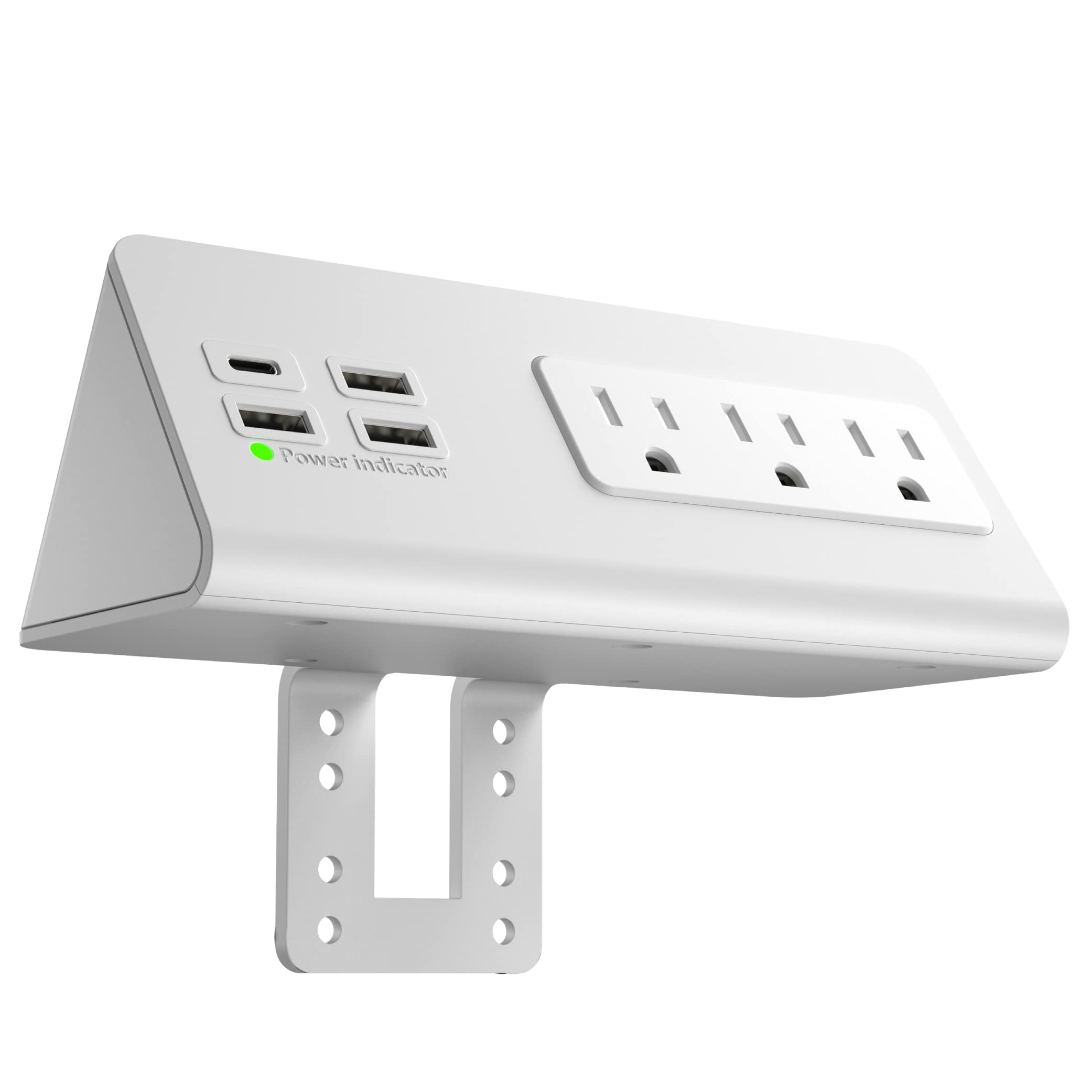 Nightstand Edge Mount Power Strip with USB-C Ports Tabletop Surge ...