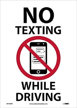 National Marker Corp. M783PB No Texting (Graphic) While Driving Sign ...