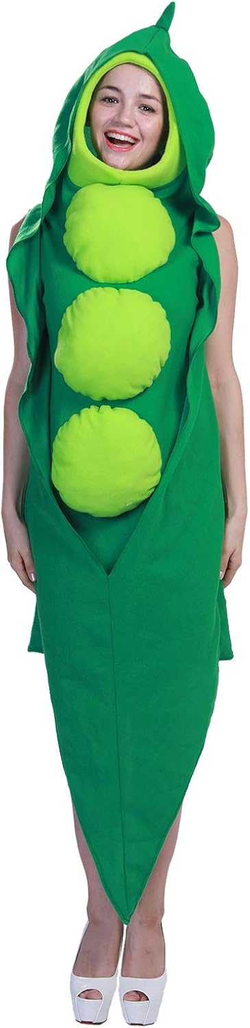 Women Halloween Pea Beans Costume Pea in The Pod Vegetable Fancy Dress ...