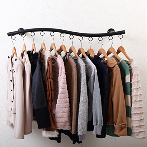 Wall Mounted Clothes Hanging System, YIFAN Iron Clothing Hanger Rack ...