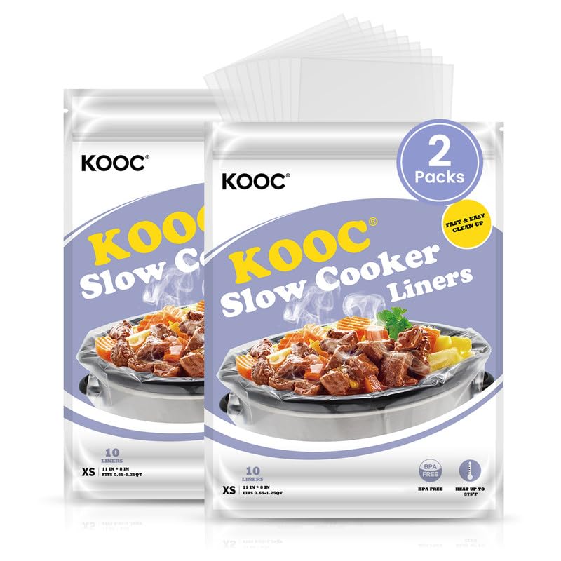 KOOC Slow Cooker Liners 8"x11" 20 Count Mini Size Disposable Pot Liners ...
