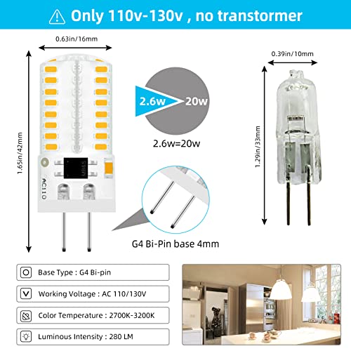 Pack 10 Mini G4 LED Bulb Dimmable 110V 120V 2.6W 280 Lumens 64pcs ...