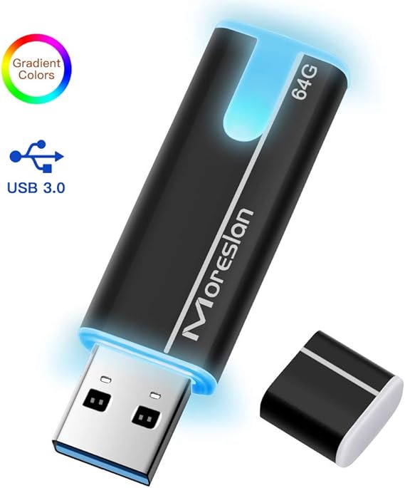 Amazon.com: 64GB USB 3.0 Flash Drive with LED, Moreslan Waterproof ...