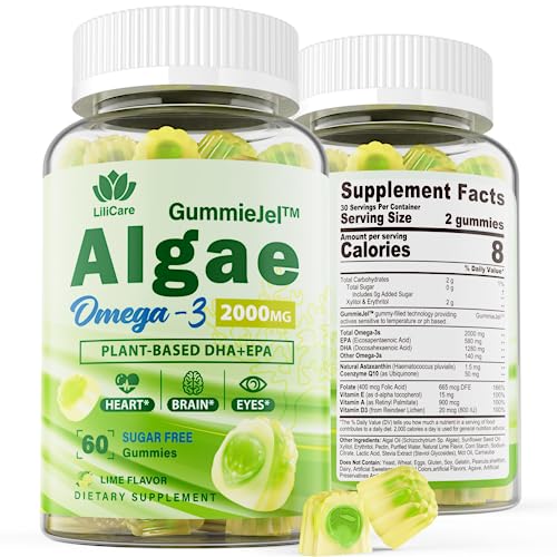 Sugar Free Algae 2000mg Omega 3 Gummies, Omega 3 Fish Oil Supplements ...